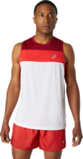 RACE SINGLET | Men | Brilliant White/Burgundy | Mens Singlets | ASICS ...