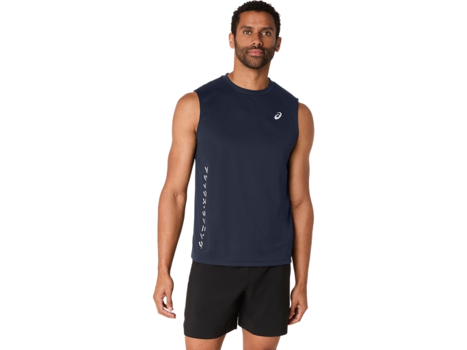KATAKANA MESH SLEEVELESS TOP | Men | MIDNIGHT | Men's Tank Tops | ASICS ...