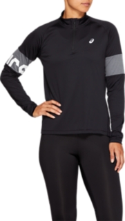 LS 1/2 ZIP TOP CB | Women | Performance Black/Dark Grey Heather/White | notdisplayed | ASICS UK