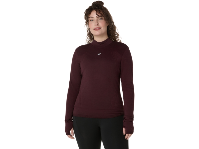 ROAD WINTER SEAMLESS LS TOP | Women | Dark Currant | Shirts met lange ...