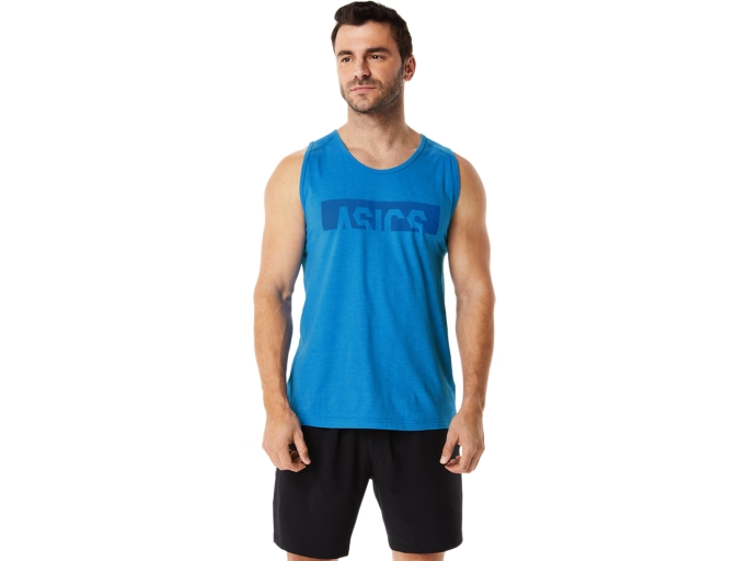 PRINT TANK | Men | Blue Coast Heather | Mens Singlets | ASICS Australia