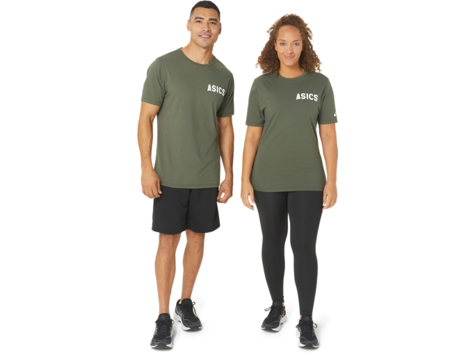 UNISEX ASICS STRIPES SUNRISE TEE | Olive Canvas | Unisex Short Sleeve ...