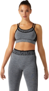 CROPPED ASICS SEAMLESS BRA | Women | Performance Black/Graphite Grey ...