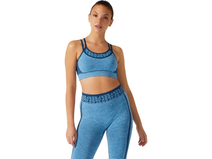 WOMEN'S CROPPED ASICS LOGO SEAMLESS BRA | Reborn Blue/Mako Blue ...