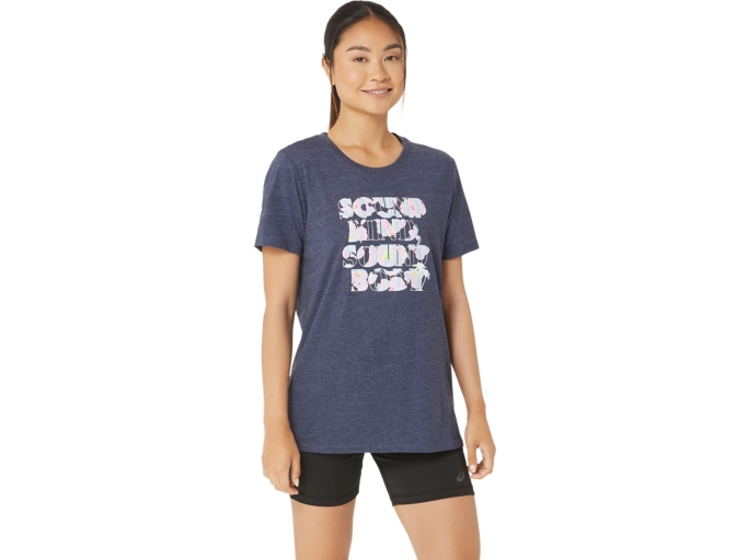ASICS WOMEN'S HIBISCUS SLOGAN CREW | Women | Peacoat Heather | Women's ...