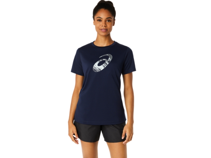 ASICS SPIRAL GRAPHIC SS TEE | Women | MIDNIGHT | Women Tops | ASICS ไทย