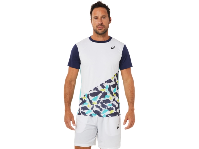 Men's COURT GRAPHIC SHORT SLEEVED TOP | Brilliant White | Mens Tennis ...