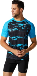 MEN S LIGHT SHORT SLEEVE TOP Digital Aqua T Shirts Tops ASICS
