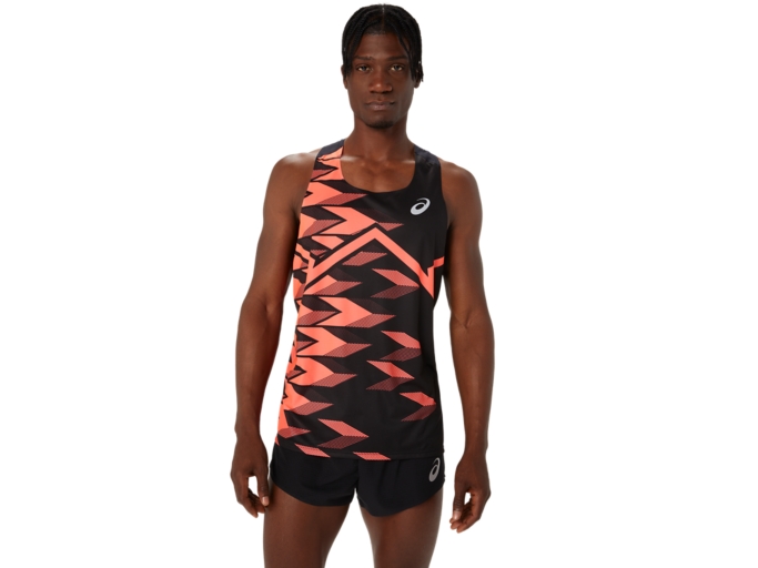 MEN LIGHT GRAPHIC SINGLET | Men | PERFORMANCE BLACK/SUNRISE RED | Men's ...