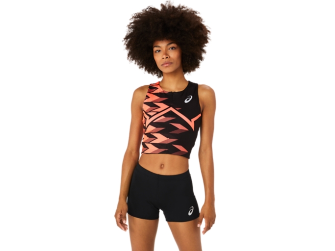WOMEN TRACK CROPPED TOP | Women | PERFORMANCE BLACK/SUNRISE RED | Women ...