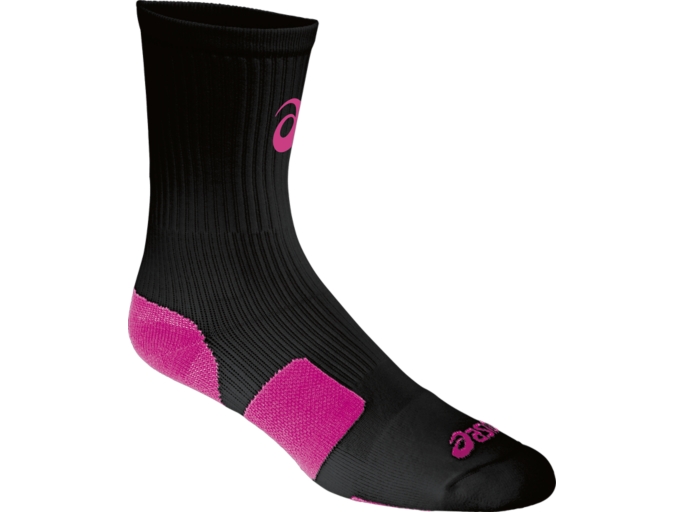 UNISEX ASICS Stripe Crew | Black/Pink Glow | Socks | ASICS